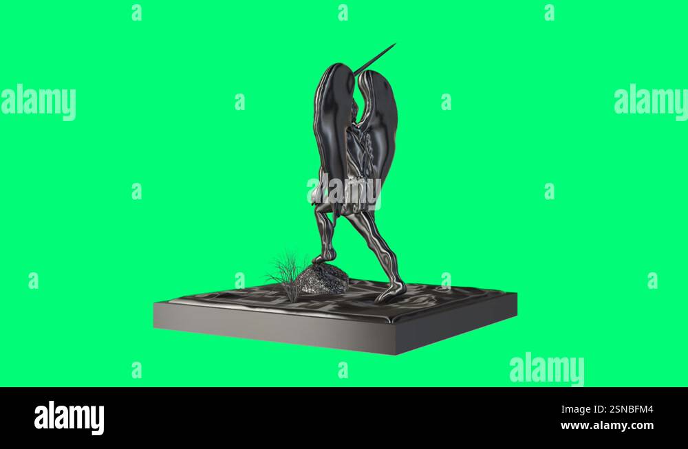 3D modeling art with Chroma Key background of an angel in circular ...