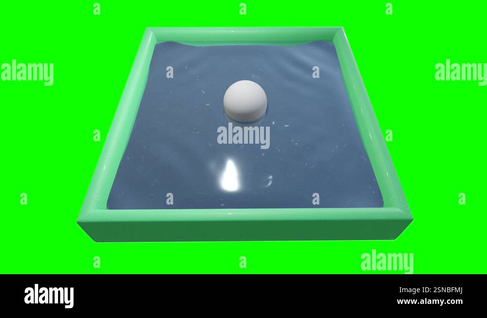 3D modeling with Chroma Key background of a ball falling into a box ...