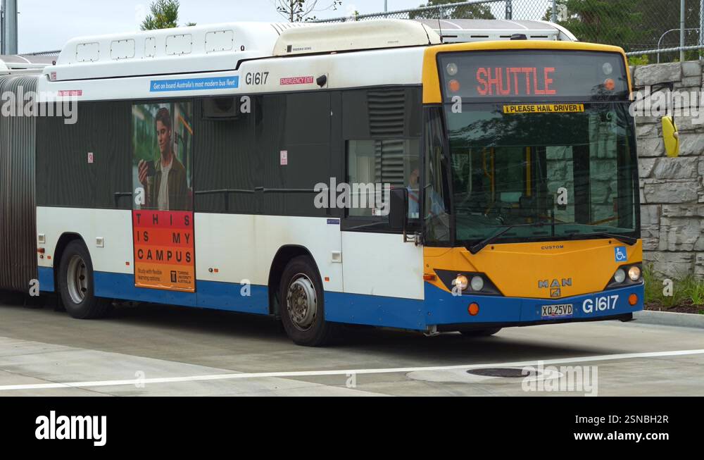 Brisbane, Australia - 10/13/2024: Shuttle bus departing the Brisbane ...