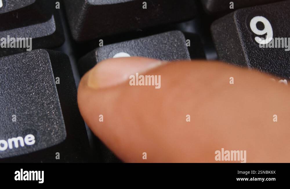 Number 8 key or Up Arrow Key on Desktop Keyboard Pressed by Finger Hand ...