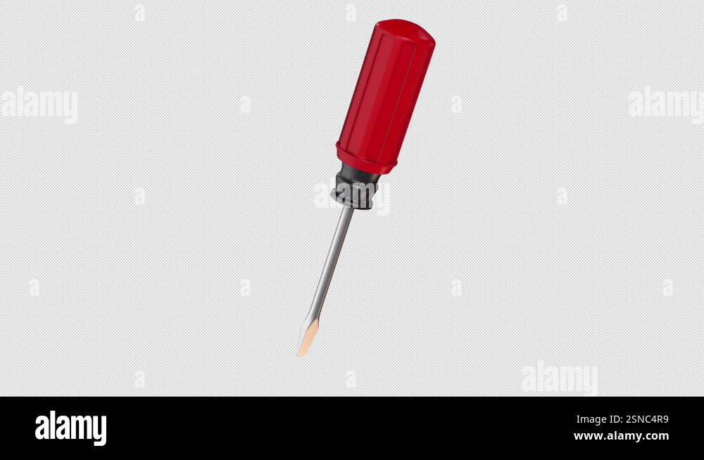 Red Handle Screwdriver Rotating on a Transparent Background. Seamless ...