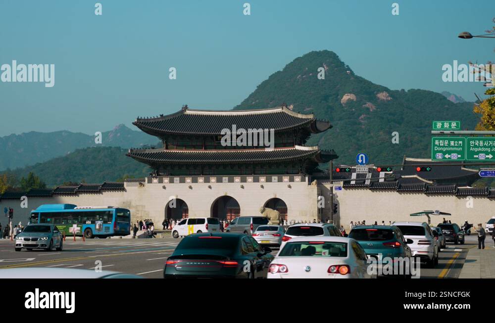 Seoul, South Korea - 10/24/2024: Cars drive On Sejongno Road Passing Stock Video Footage - Alamy