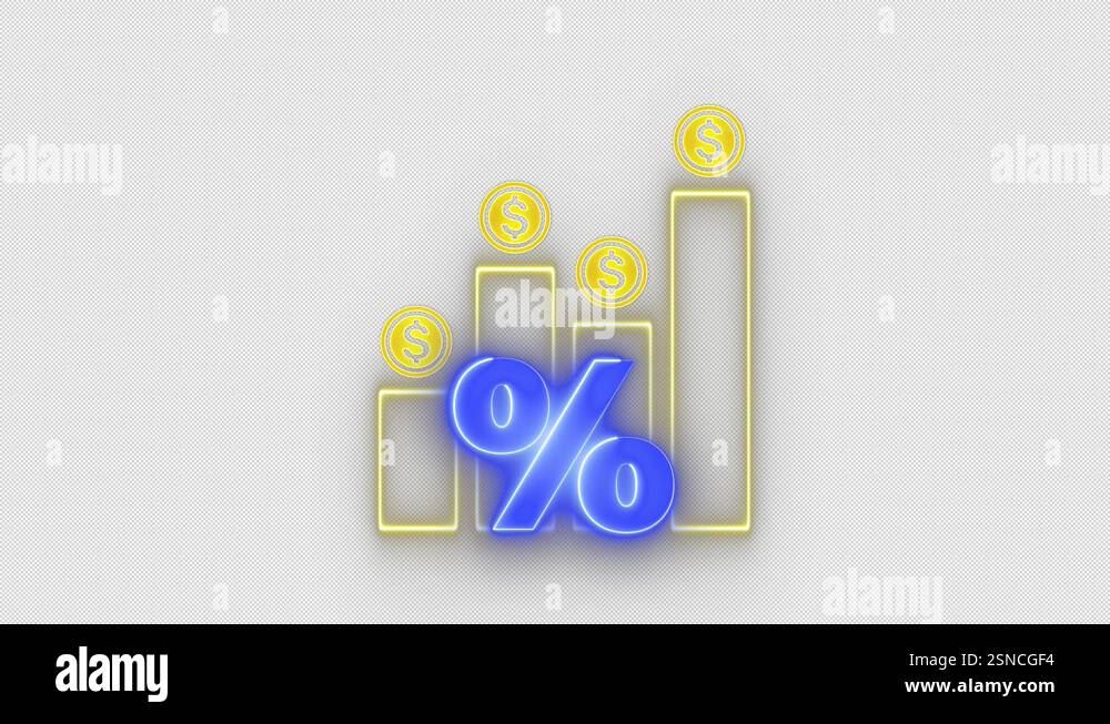 Dollar sign graph and chart with percentage icon on transparent ...
