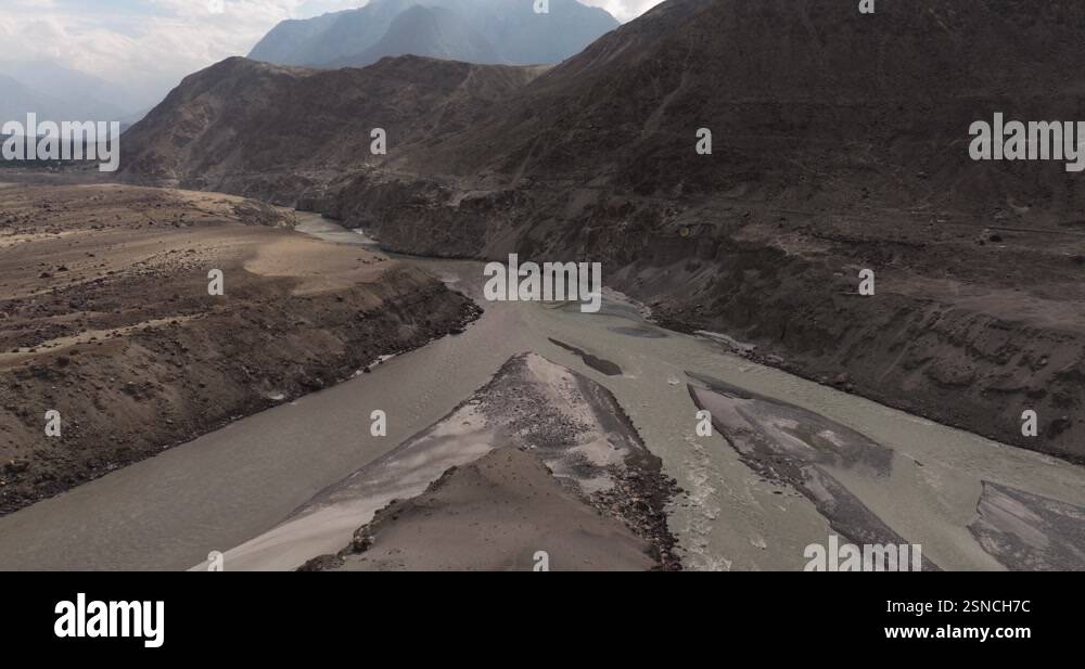 Overview of Jaglot Confluence with Towering Mountain Ranges, Pakistan ...