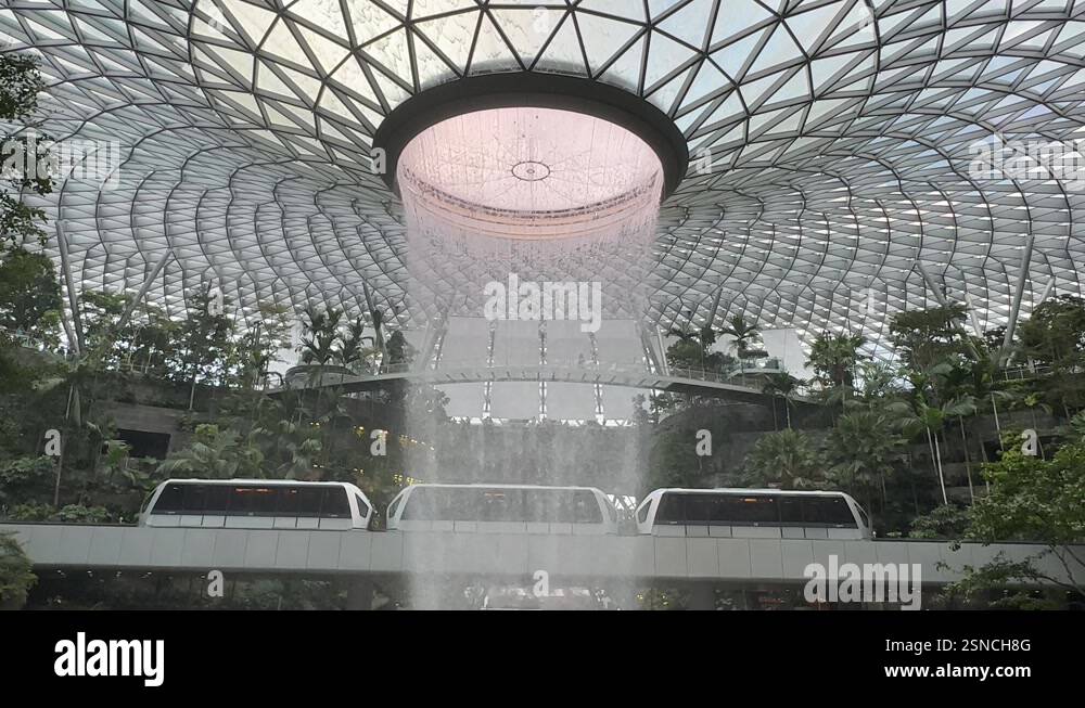 Singapore Jewel Indoor Waterfall Vortex at Changi Airport - side view ...