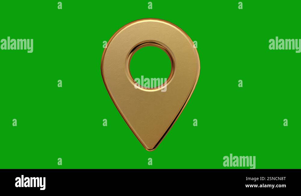 Golden locator pin 3d icon location map pointer rotation animation ...