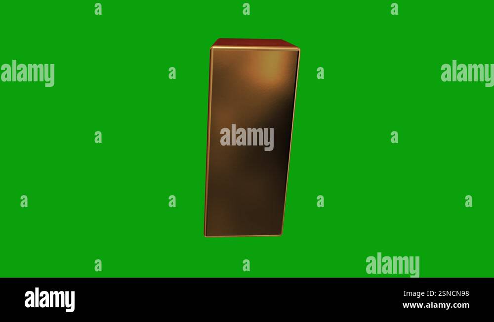 Gold bar rotate in isolation on a green screen. 4K video. Rotation on a ...