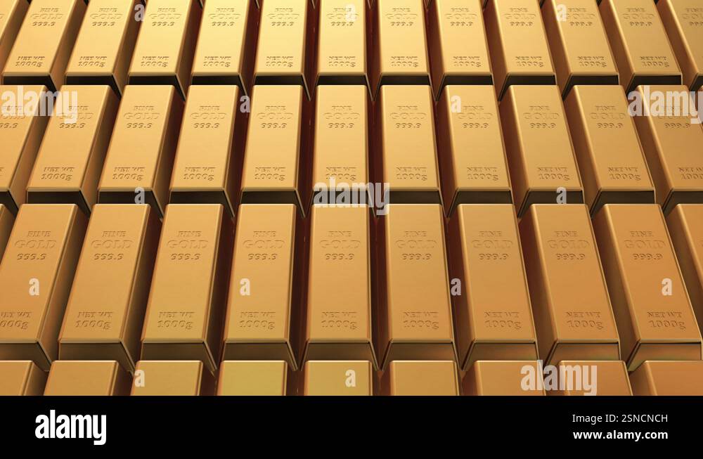 Gold bar rotate in isolation on a green screen. 4K video. Rotation on a ...