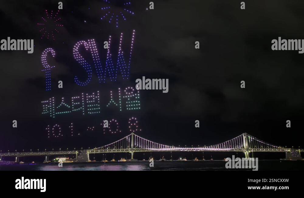 Busan , South Korea - 10/03/2024: Gwangalli M Drone Light Show ...