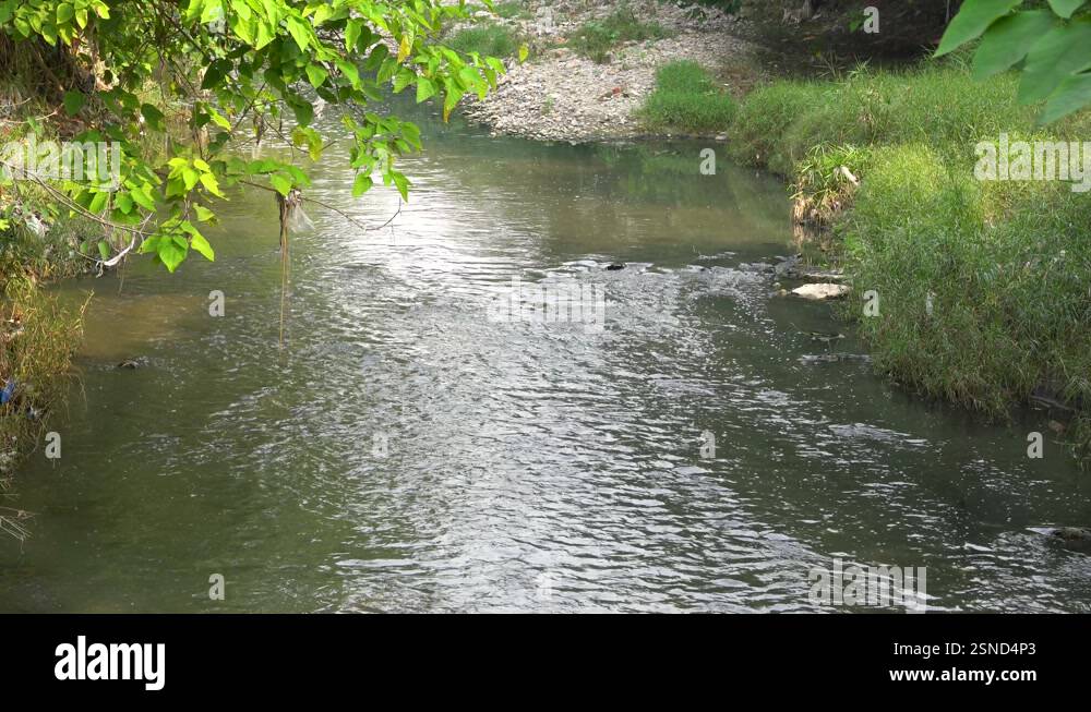 Water flows through a town, but garbage and waste pollute the ...