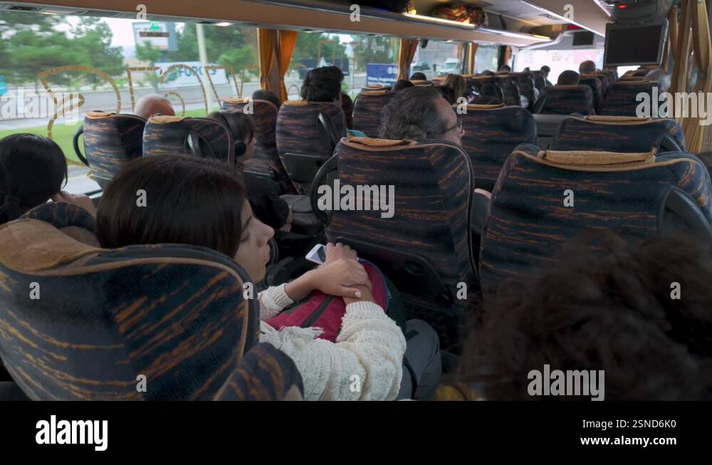 Istambul, Turkey - 11/06/2024: View from inside a Turkish intercity bus ...