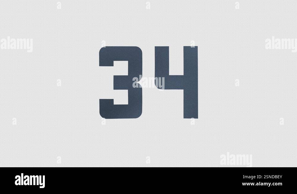 Scroll Number 34. Rolling Number. Transparent Background. Alpha Channel ...