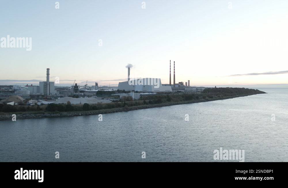 Poolbeg waste-to-energy plant and former coal power plant at Dublin ...