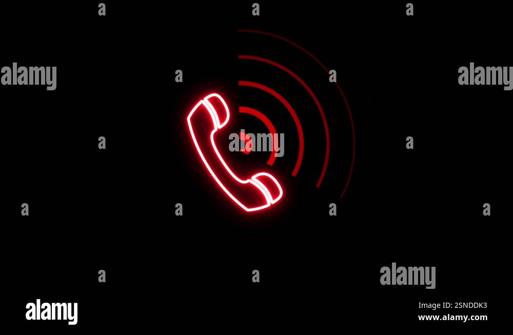 Dial calling icon concept animation and radio wave background. Red ...