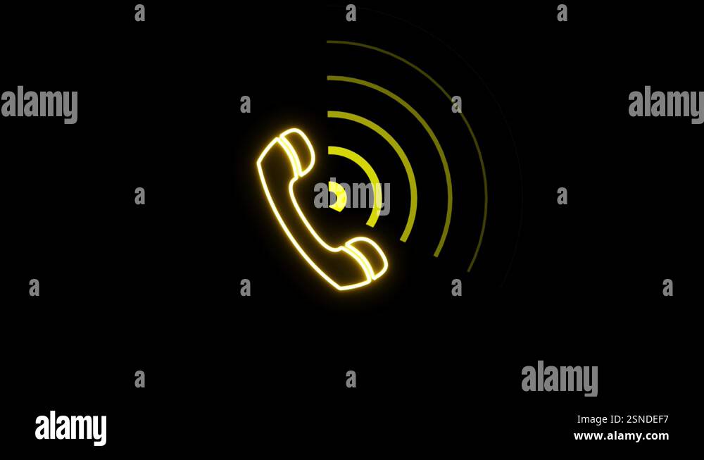Dial calling icon concept animation and radio wave background. Yellow ...