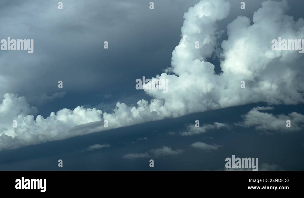 Flying through storm clouds as seen by the pilots from the cockpit of a ...