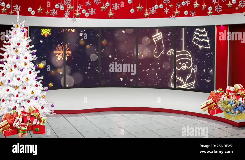 Christmas TV Studio Set 101- Virtual Green Screen Background Loop Stock ...