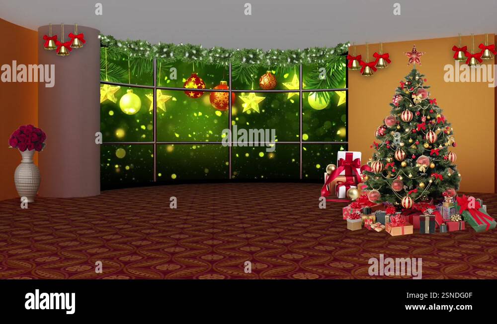 Christmas TV Studio Set 104- Virtual Green Screen Background Loop Stock ...