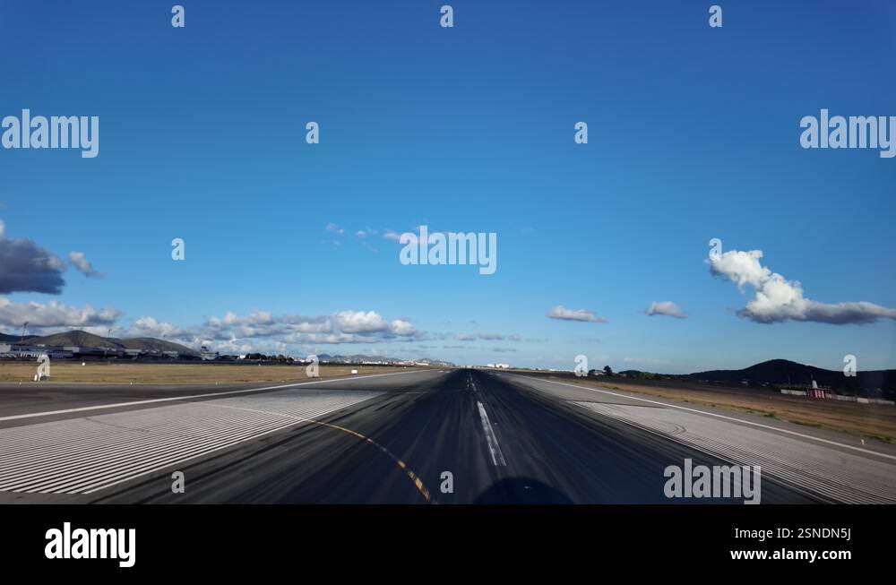 Takeoff roll from inside a jet cockpit with the silhouette over the ...