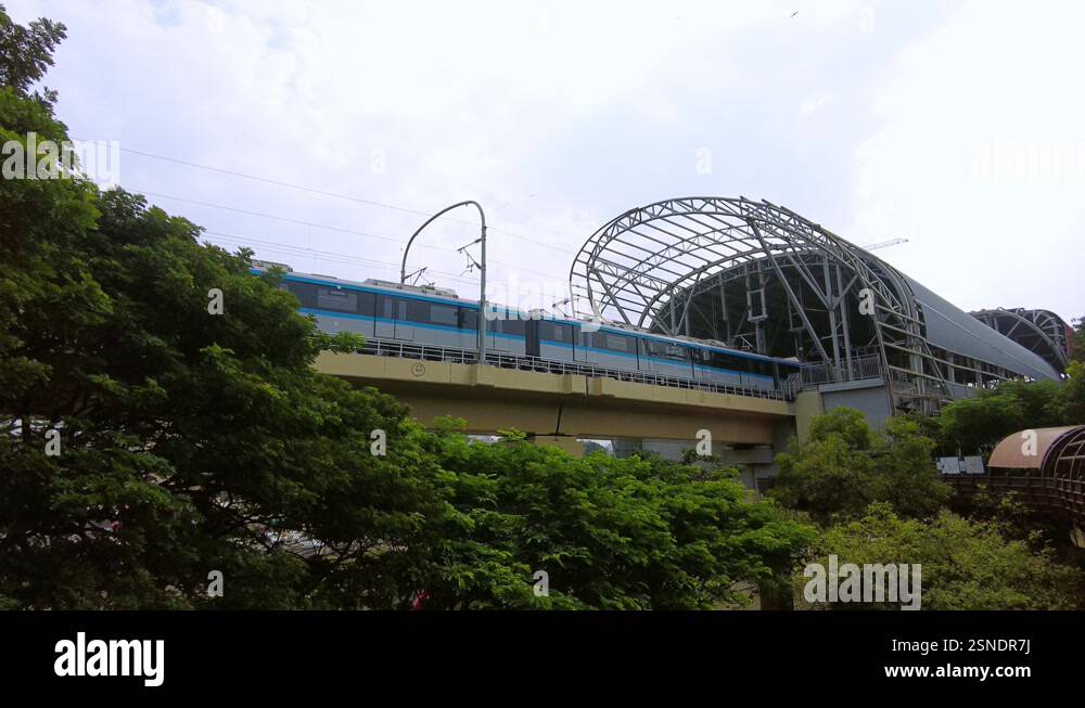 The Pune Metro on the elevated corridor at Balgandharva Pune India ...