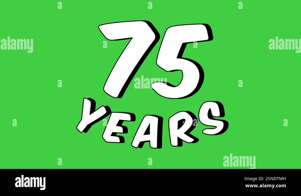 Number 75 seventy five years text animation motion graphics cartoon on ...