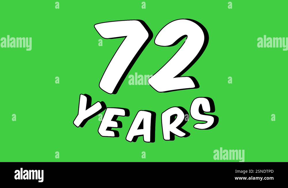 Number 72 seventy two years text animation motion graphics cartoon on ...