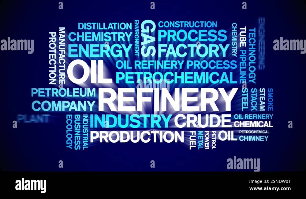 Oil Refinery animated word cloud,animation kinetic typography seamless ...