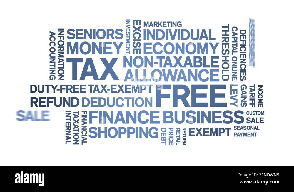 Tax Free animated word cloud,animation tag kinetic typography seamless ...