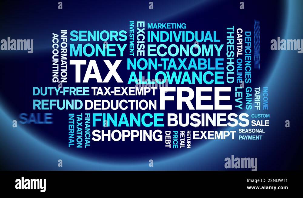 Tax Free animated word cloud,animation tag kinetic typography seamless loop Stock Video Footage ...