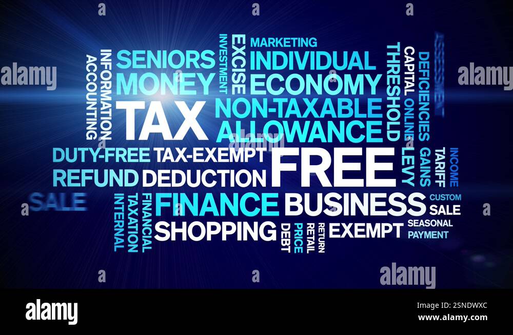Tax Free animated word cloud,animation tag kinetic typography seamless ...