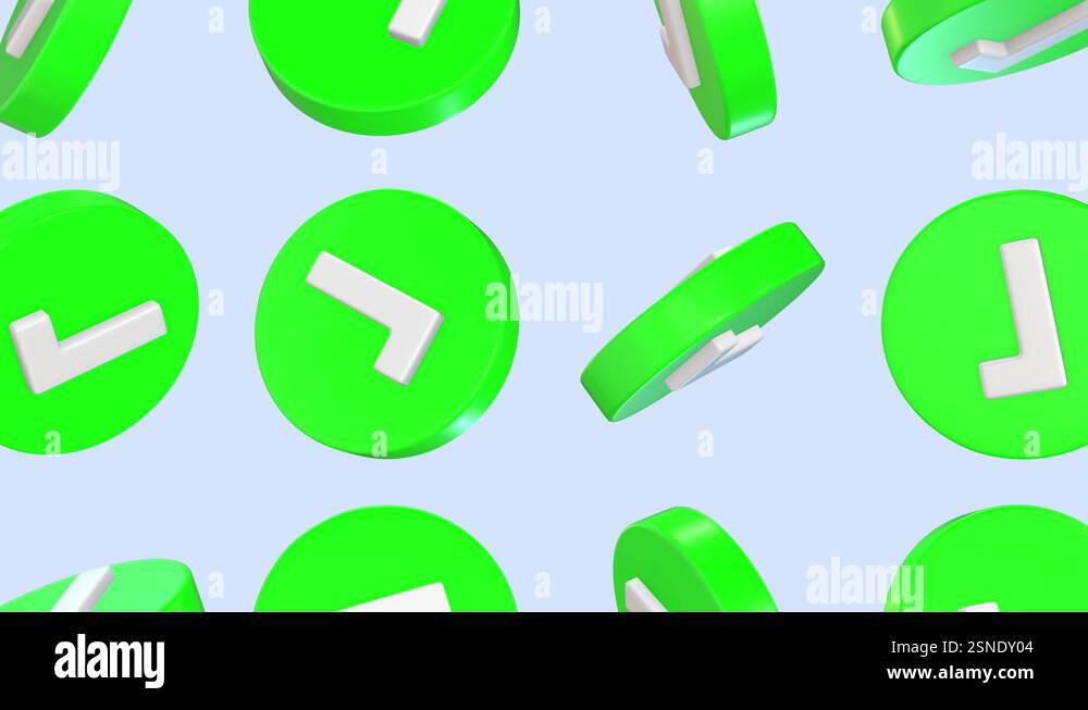 Tick Mark 3D Icons with Green Background Falling Animation. Check Mark ...