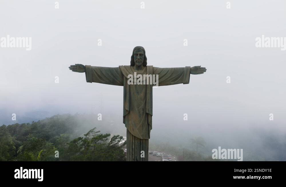 Jesus Christ Statue in Fog Above Puerto Plata. Dominican Republic ...