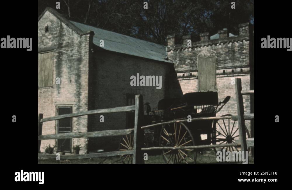 1950s: Building with wagon out front. Primitive dwellings Stock Video ...