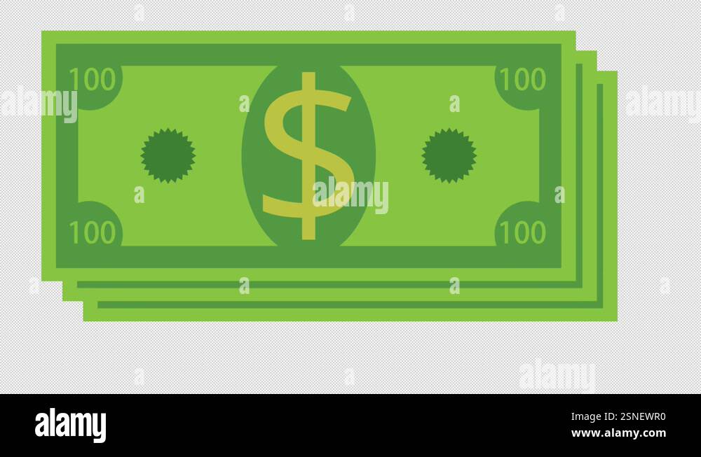 Echo cartoon 100 dollar bill cash money icon Animation Stock Video ...