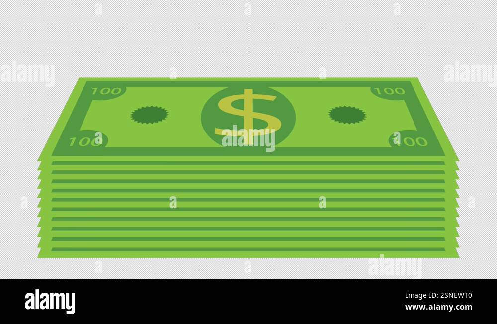Cartoon 100 dollar bill cash money icon springing up and down Animation ...