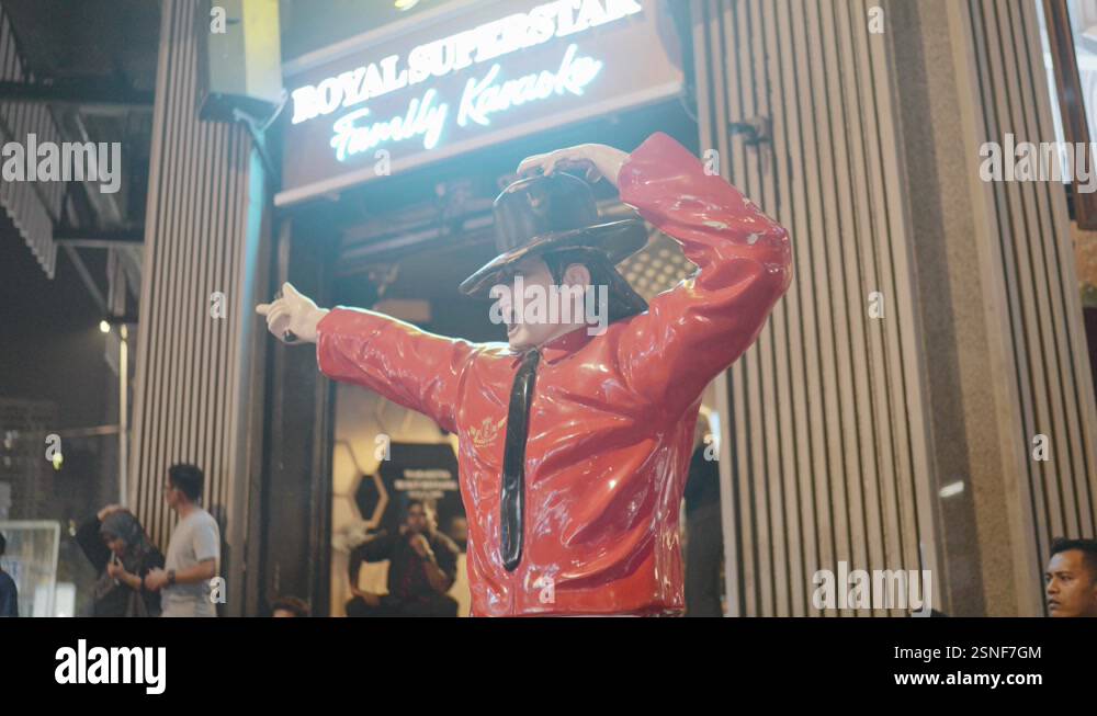 Michael Jackson statue on streets of Kuala Lumpur, Malaysia in front of a Stock Video Footage ...