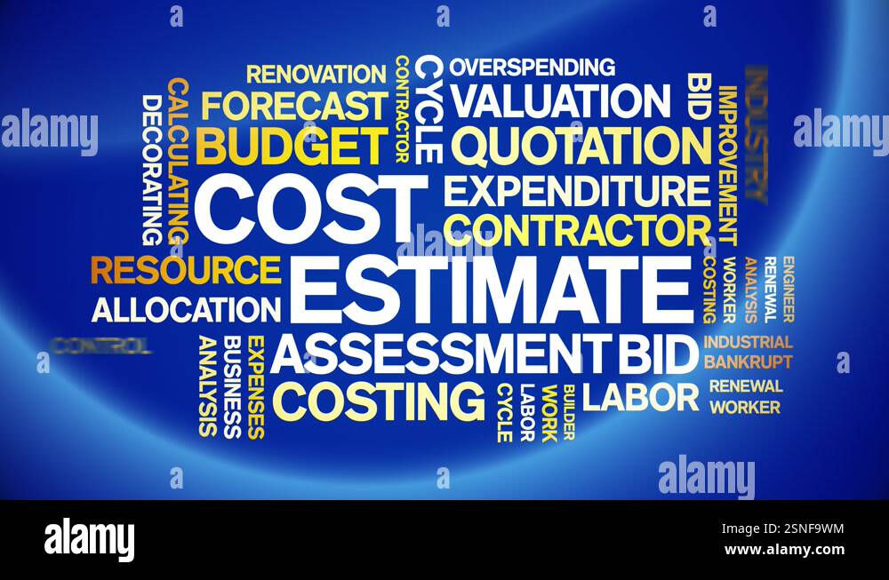 Cost Estimate animated word cloud,animation kinetic typography seamless ...