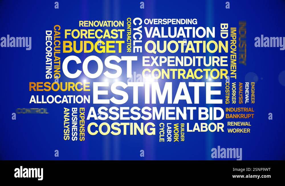 Cost Estimate animated word cloud,animation kinetic typography seamless ...