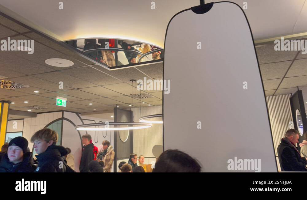 Large queues inside newly opened McDonald’s fast food restaurant ...