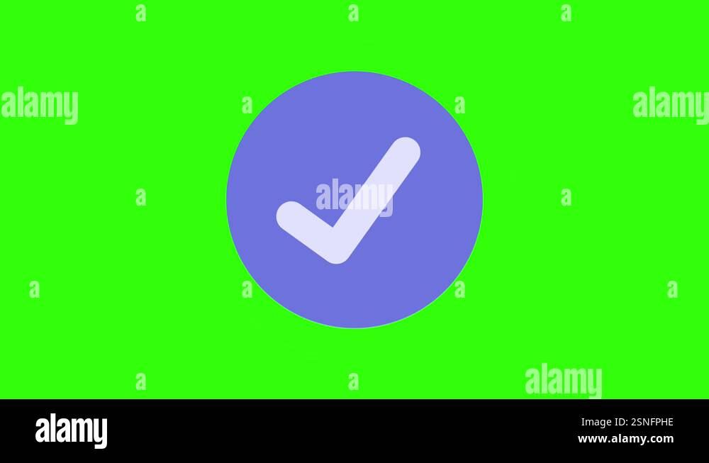 animated white check mark in blue circle. pop-up animation on a green ...