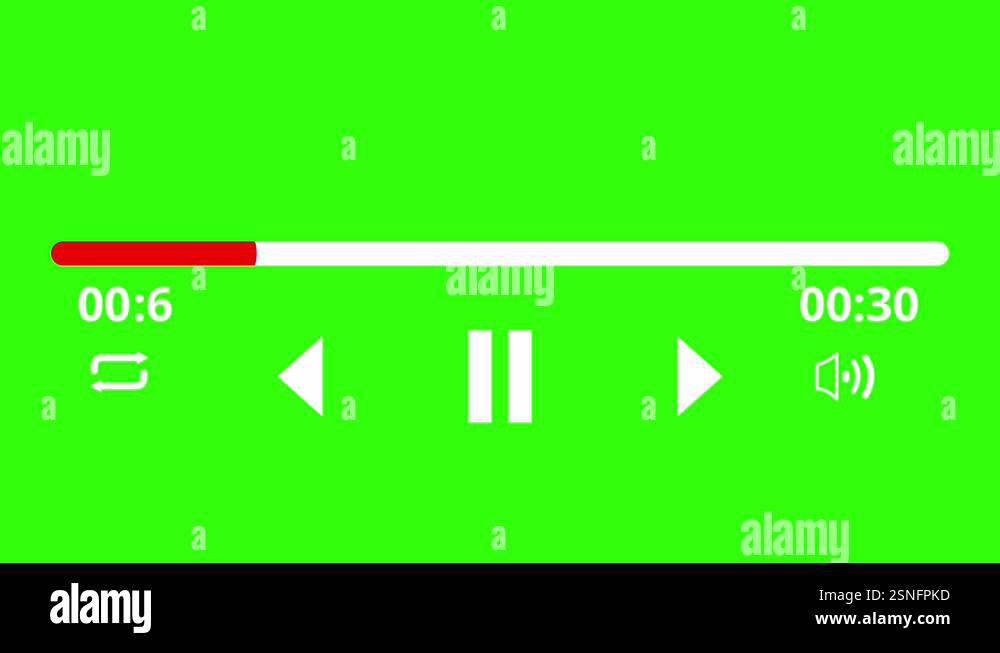 30-second video player animation on a green screen background Stock ...