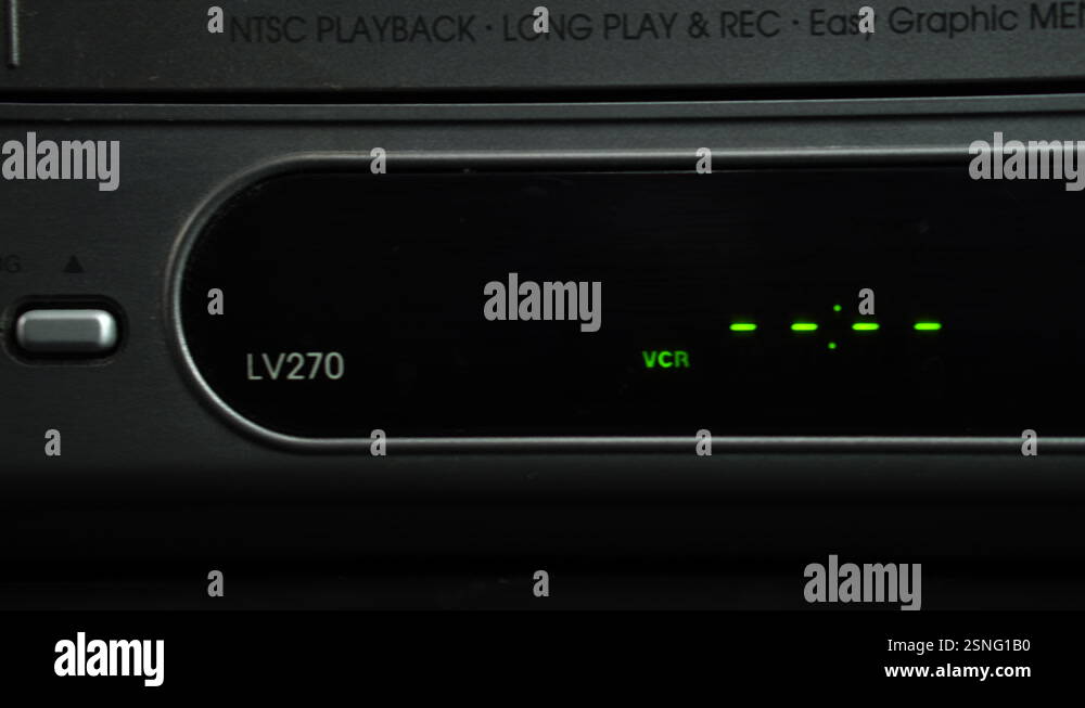 Stopping and Ejecting VHS Video Cassette Tape From VCR, Close Up Dolly ...