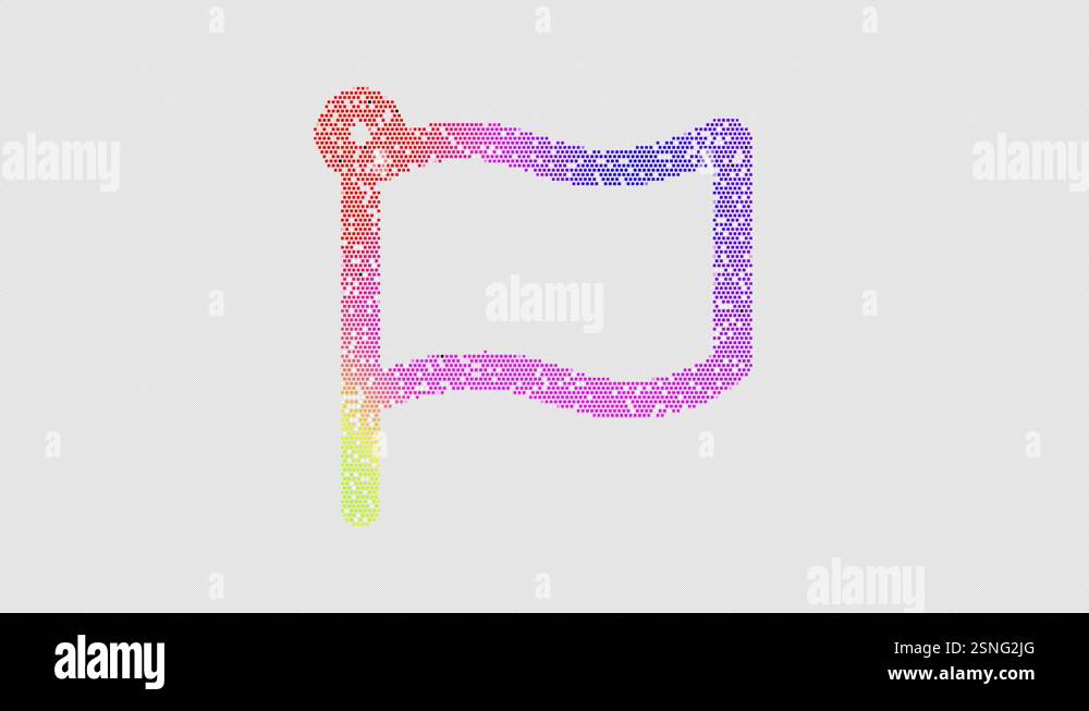 Icon flag is made up of LED square shapes that shimmer and flicker ...