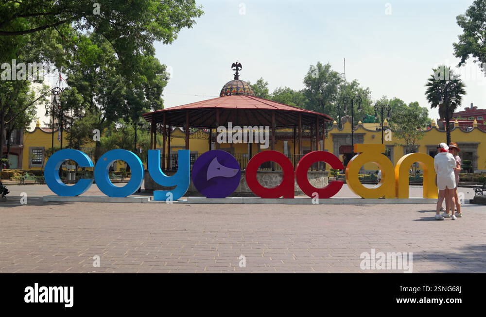 Coyoacan Town Colorful Letter Standee And Kiosk At Plaza Hidalgo In ...