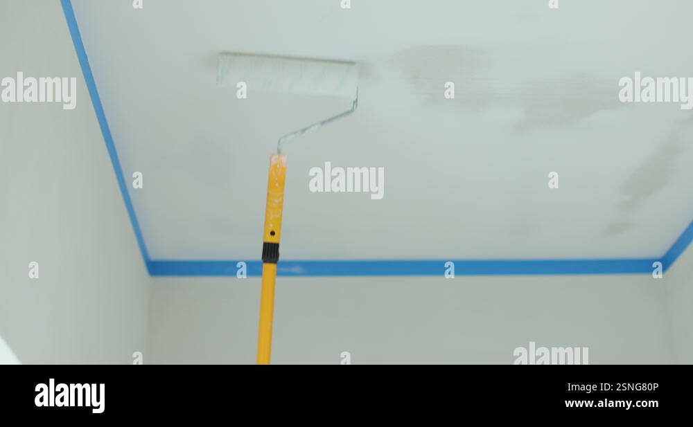 Painting ceiling white brush repairing Stock Videos & Footage - HD and ...