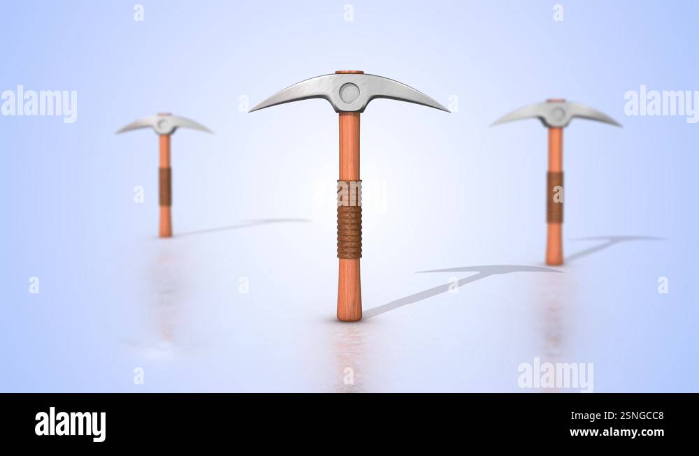 Pickaxes on a Reflective Floor. Realistic Mining Pick Axes 3D Animation ...