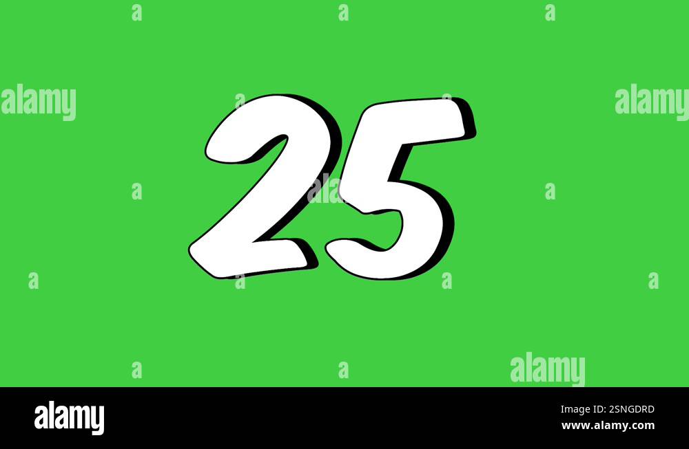 Number 25 twenty five symbol sign animation motion graphics cartoon ...