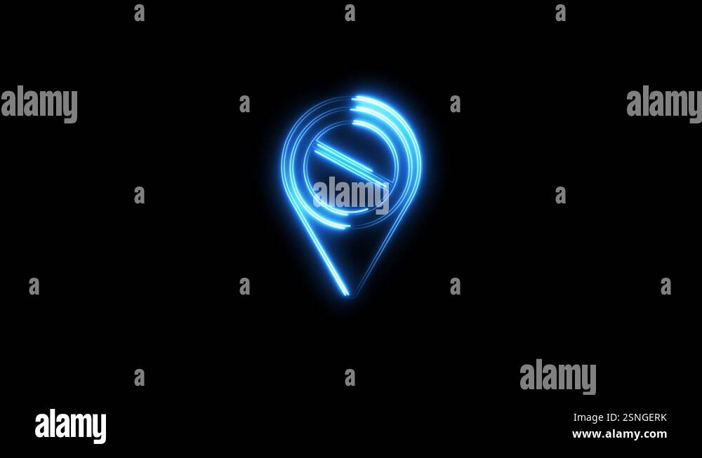 Neon line location icon concept. glowing map pin icon, pointer, location, m Stock Video Footage ...