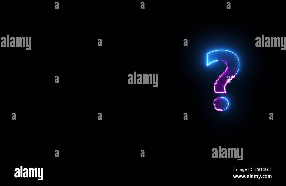 Two color neon question mark symbol on alpha. neon line question mark ...