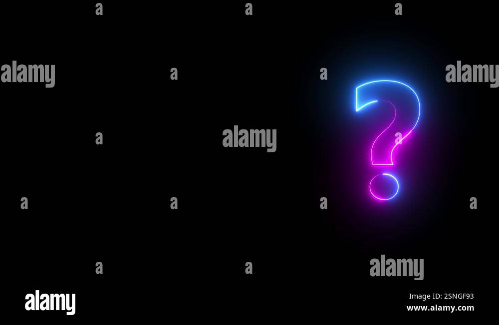 Two color neon question mark symbol on alpha. neon line question mark ...